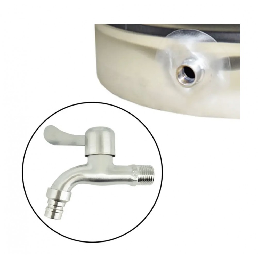 Butoi din inox cu capac filet si robinet, 30 litri