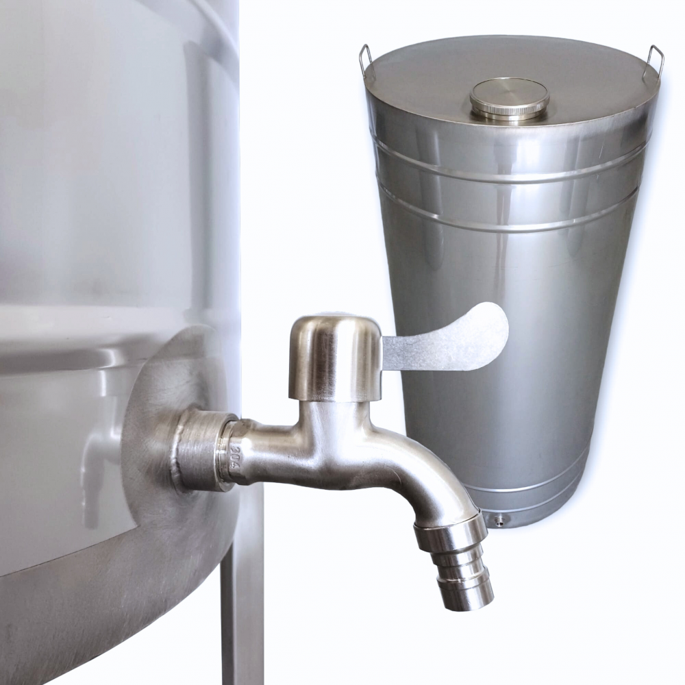 Butoi din inox cu capac filet si robinet, 200 litri