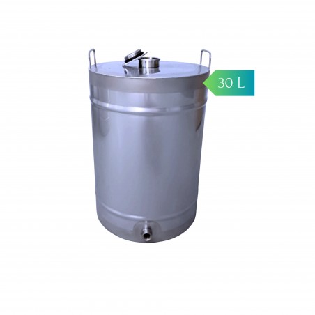 Butoi din inox cu capac filet si robinet, 30 litri
